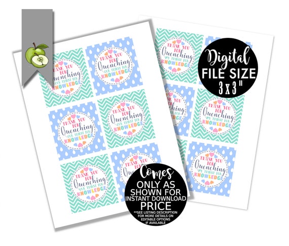 Thirst for Knowledge Teacher Gift Tags Teacher Cup Gift Tag - Etsy