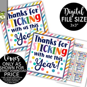 Glue Stick Printable Gift Tags, Thank You for Sticking With Us This ...