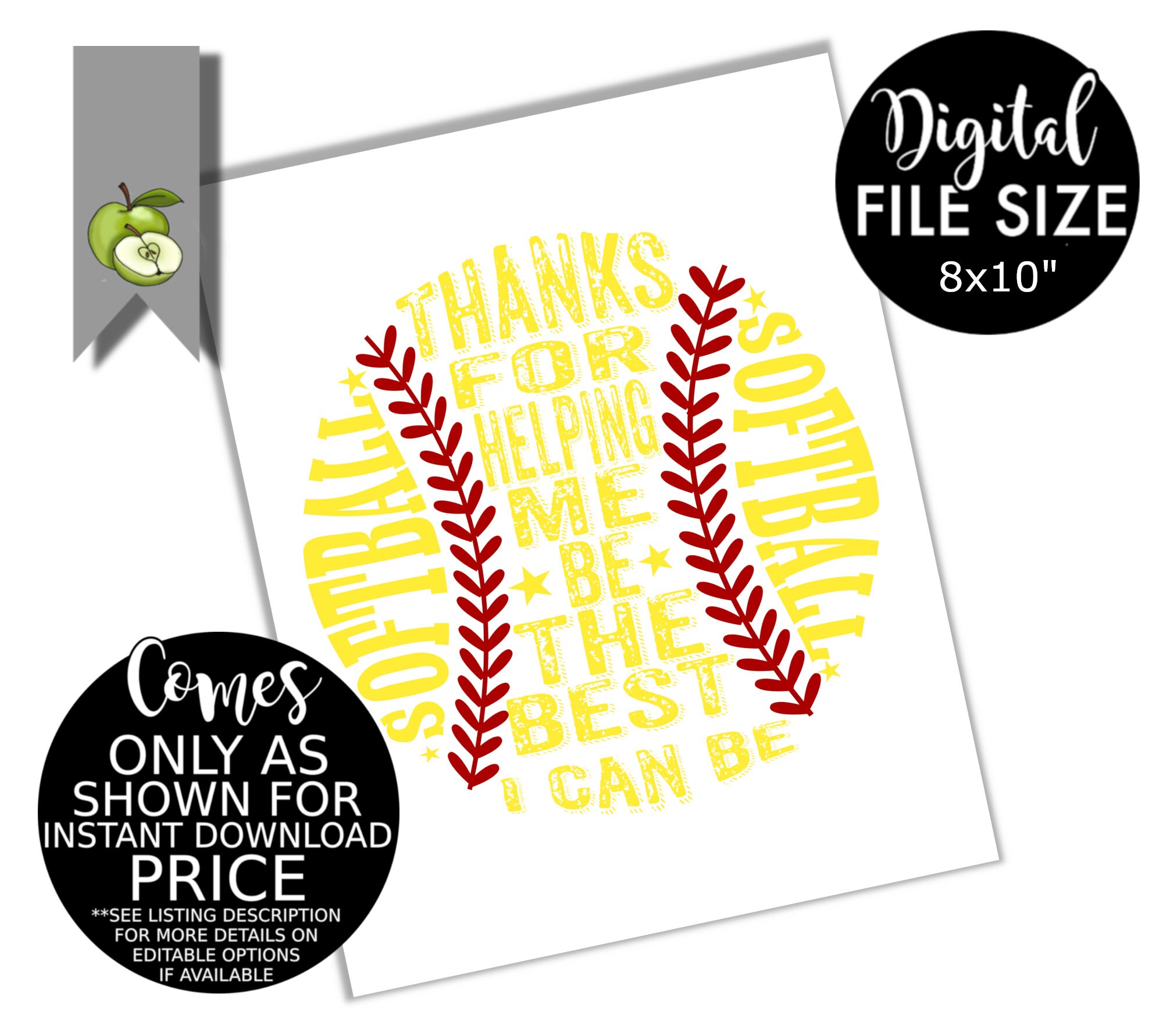 Softball art printable Coach Appreciation gift Coach thank | Etsy