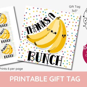 Thanks a BUNCH of Bananas Gift Tag, Banana Loaf, Fruit Hamper, Banana ...