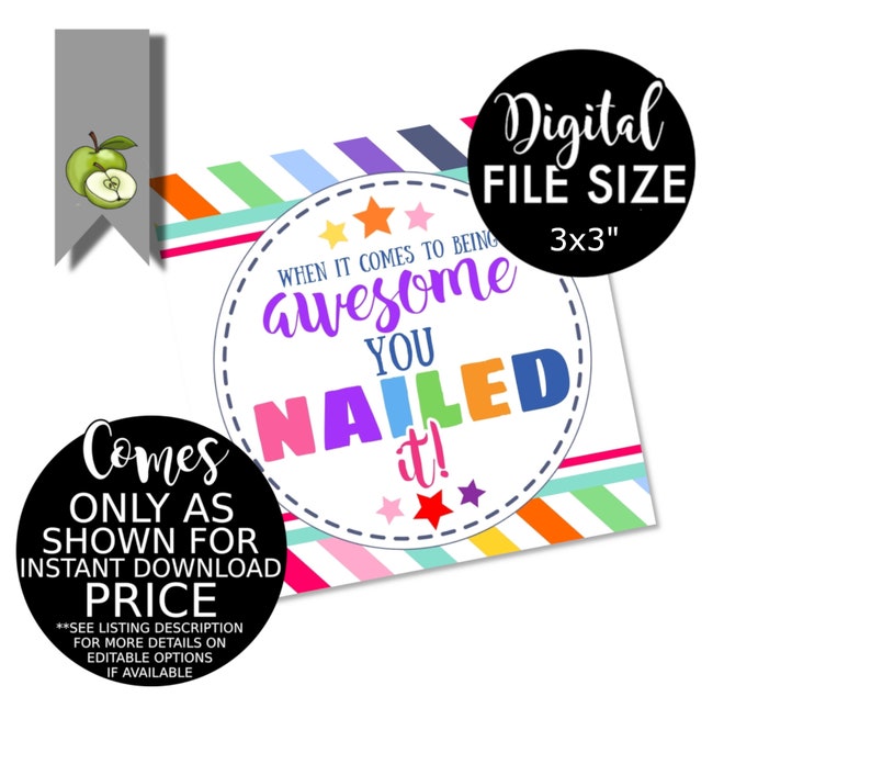 Nailed It Gift Tag Awesome Friend Colleague Employee - Etsy
