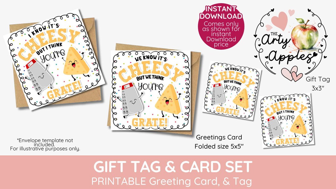 Cheese I/we Know It's Cheesy but I/we Think You're Grate Gift Tag and ...