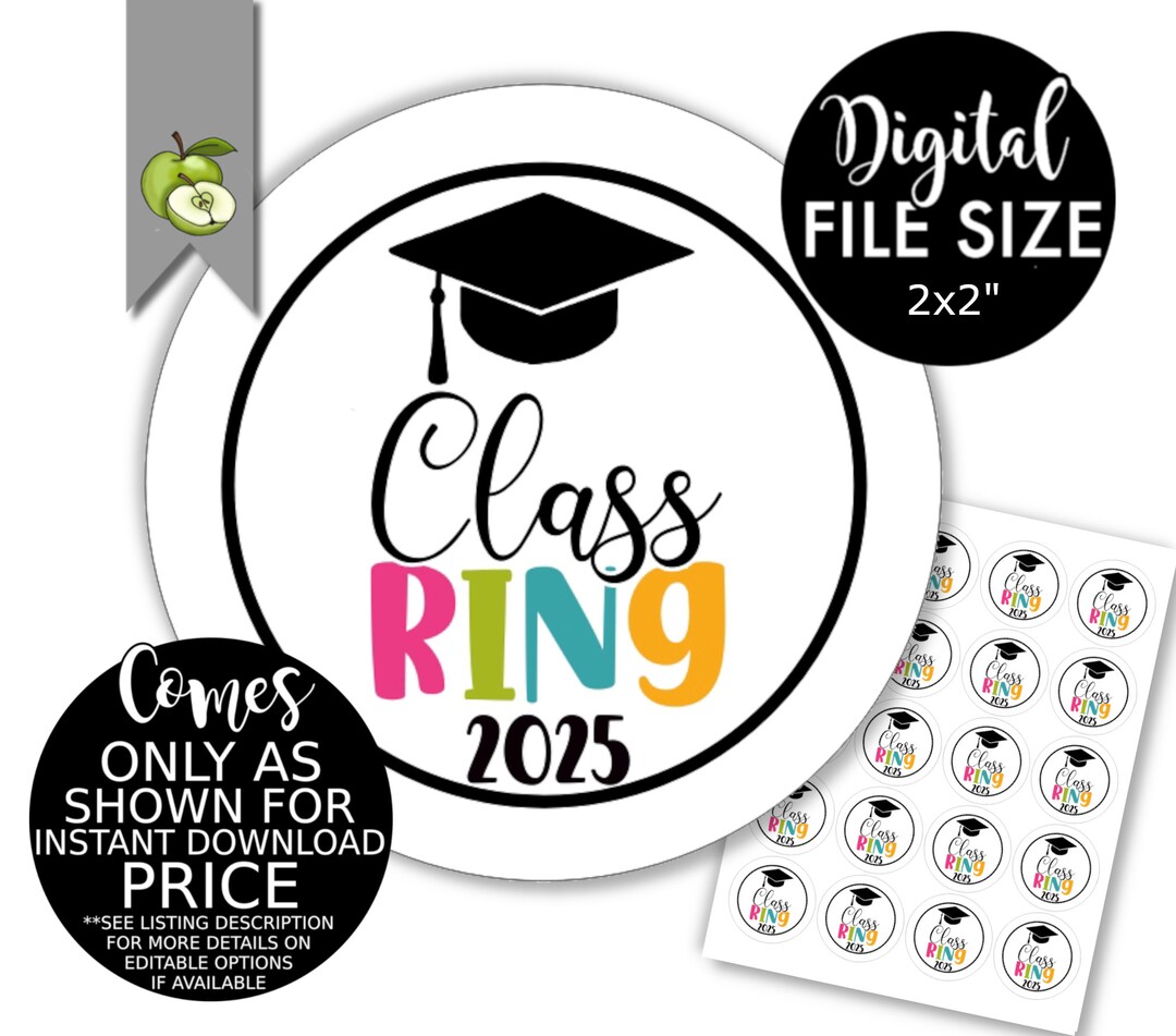 Teacher Class Ring 2025 Tag, Favors, Class, Topper, Label, Printable ...