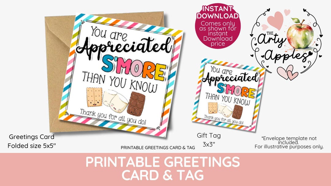 S'more Appreciation Printable Gift Tag, Teacher Staff Employee School ...