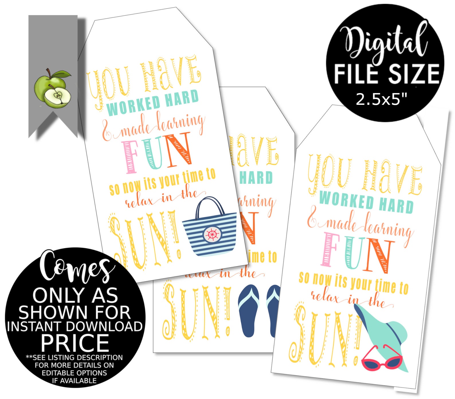 You Have Worked Hard Gift Tags Made Learning Fun Summer Sun - Etsy