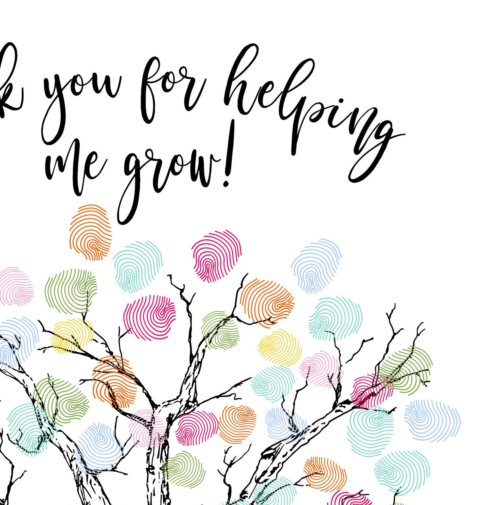 Teacher Appreciation Class Fingerprint Tree Gift Hand Drawn | Etsy