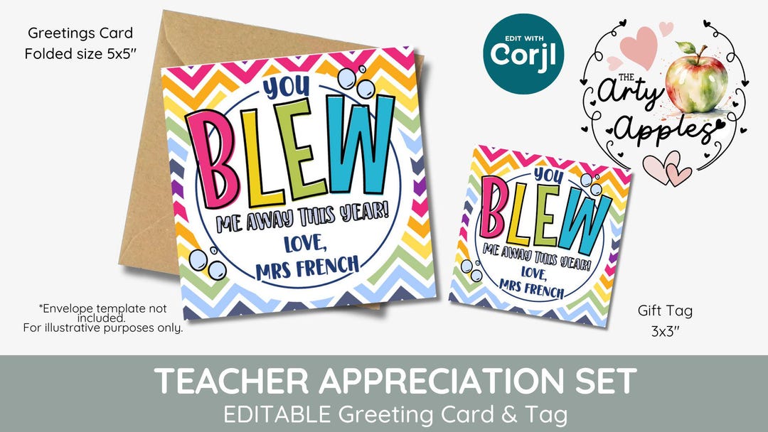 Editable You Blew Me Away This Year Printable Gift Tag and Card ...