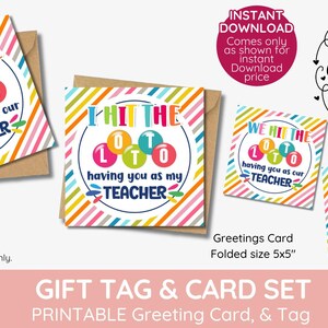 I Hit the Lotto Having You as My Teacher, Lottery Ticket Printable Gift ...