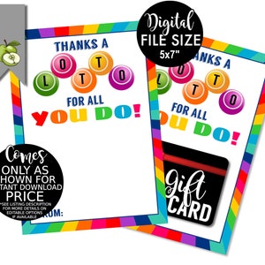 Thanks a Lotto for All You Do Lottery Ticket Holder, Gift Card Holder ...