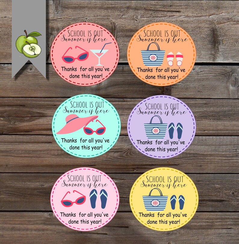 School Out for Summer Gift Tags Summer Sun Teacher Gift End - Etsy