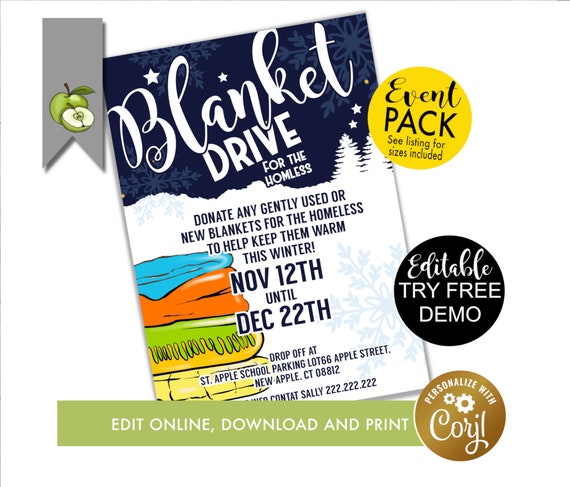 Editable Blanket Drive Poster Editable Blanket in Need | Etsy