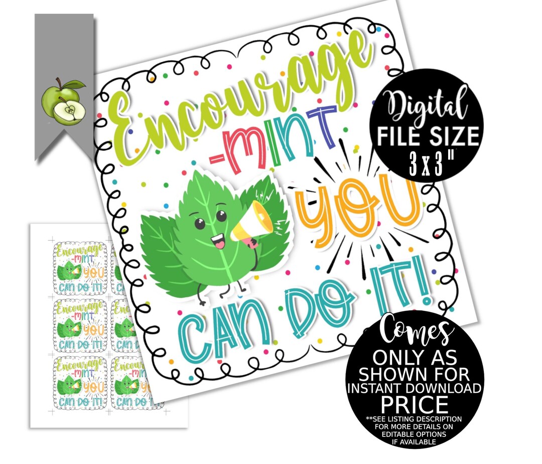 Encourage-mint You Can Do It! Gift Tag, Test, Exams, Test Promotion ...