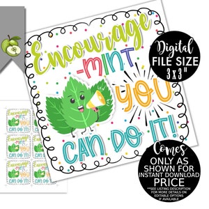 Encourage-mint You Can Do It! Gift Tag, Test, Exams, Test Promotion ...