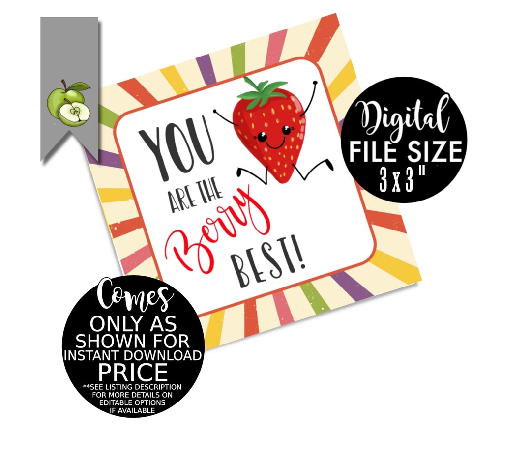 You Are the Berry Best Gift Tag Thank You Gift Tag - Etsy