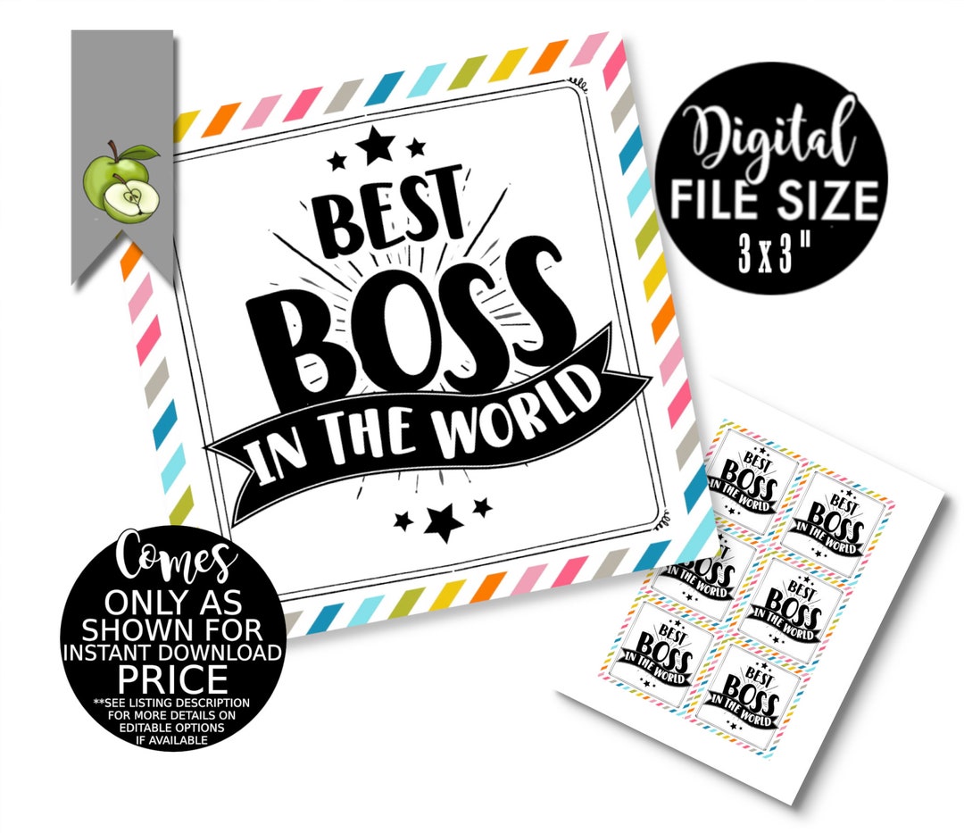 Best Boss Gift Tag, Employee Week, Boss Day Gift, Thank You Boss Theme ...