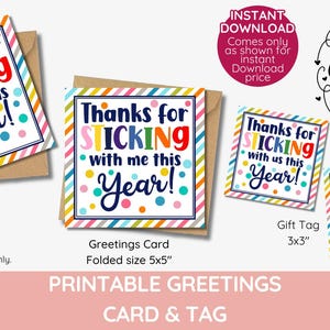 Glue Stick Printable Gift Tags, Thank You for Sticking With Us This ...
