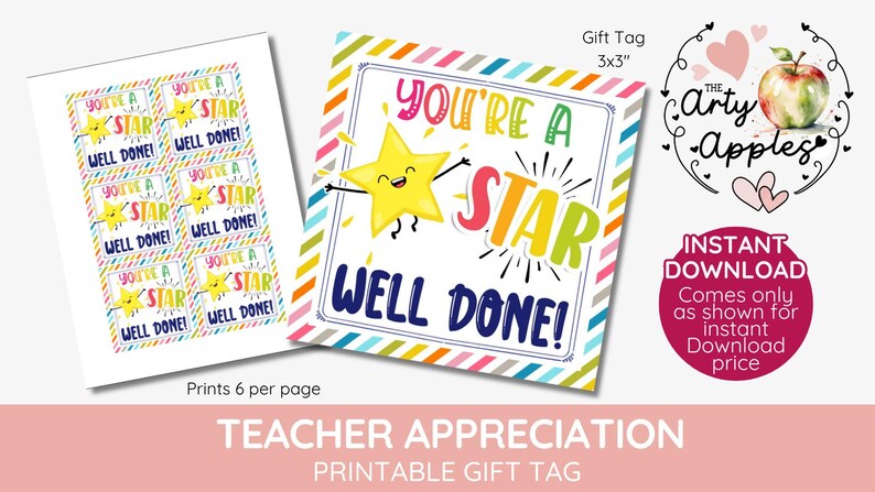 You're a Star Gift Tag, Success, Staff, Volunteers, Team, You’re a Star ...