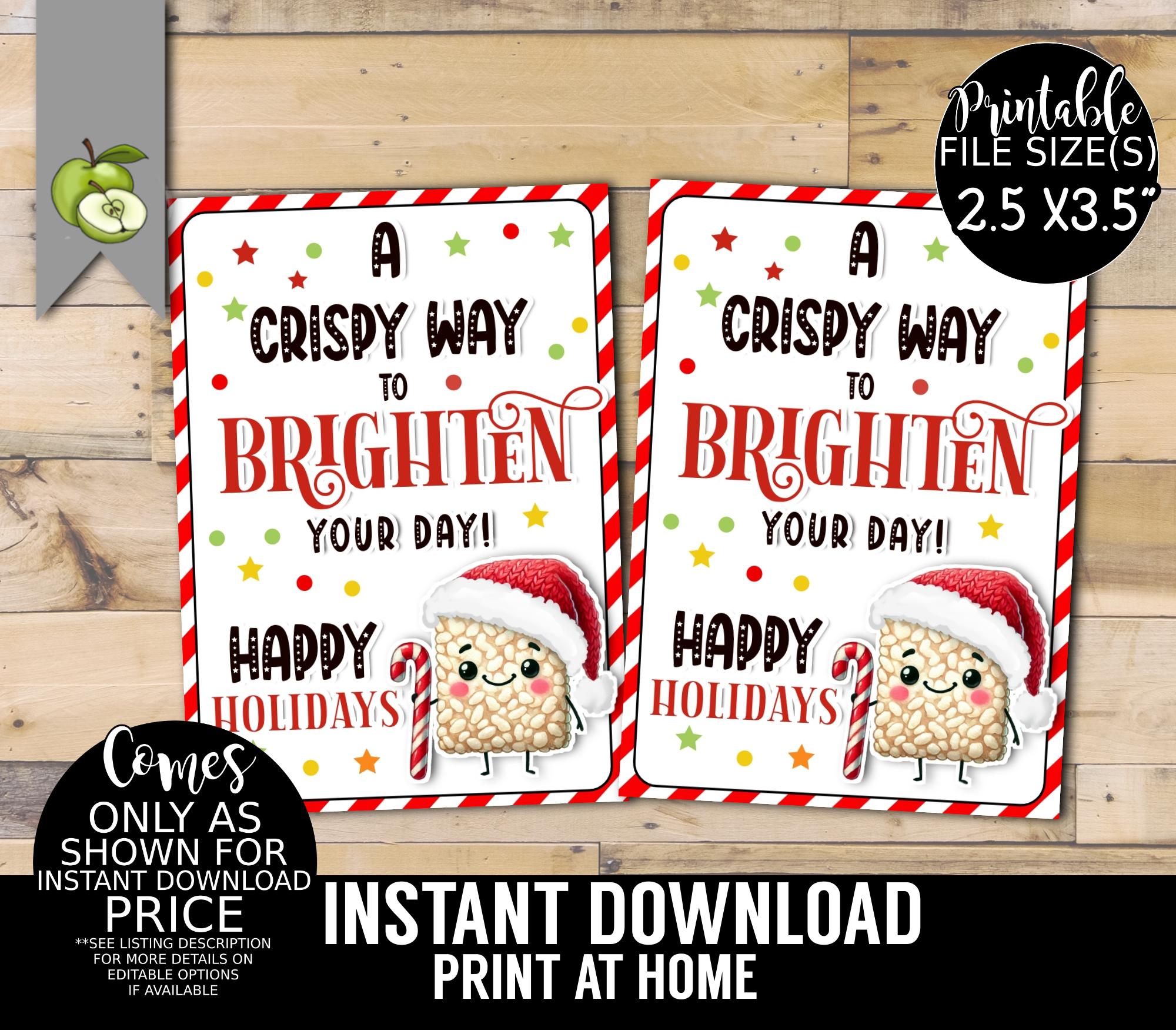 Rice Crispy Treat Christmas Gift Tags | Cute Bake Themed Printable Tags ...