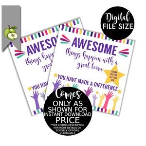 Great Team Staff Appreciation Gift Tag Great Team Thank You | Etsy