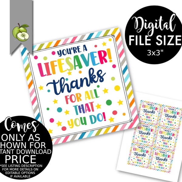 Lifesaver Thank You - Etsy