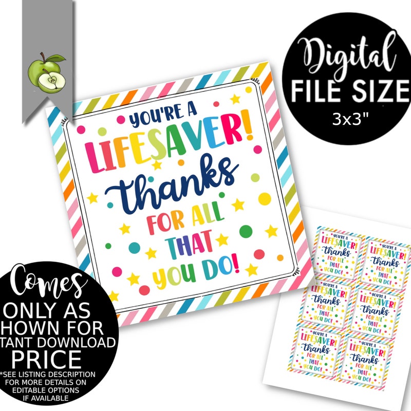 Lifesaver Thank You - Etsy
