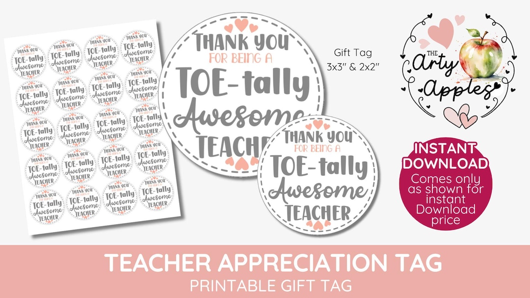 Thank You for Being a Toe-tally Awesome Teacher, Teacher Appreciation ...