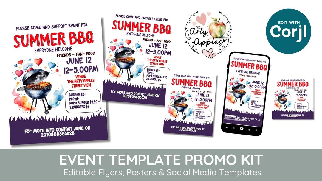 Editable BBQ Template, Bbq Theme Event Poster Template, Bbq Grill ...