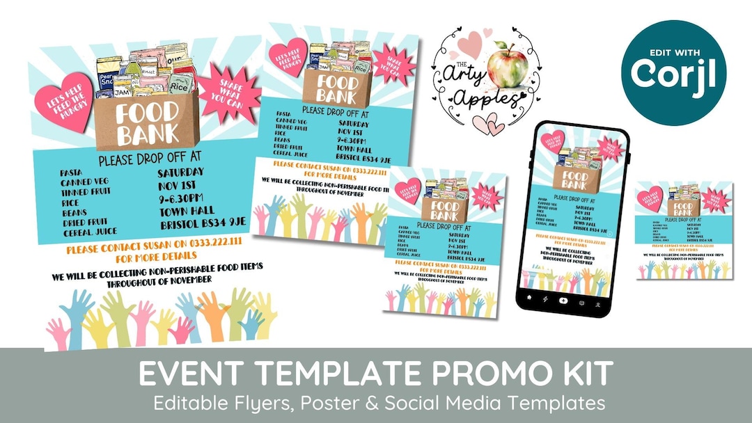 Editable FOOD Drive Flyer, Food Bank Collection Theme, Feed the Poor ...