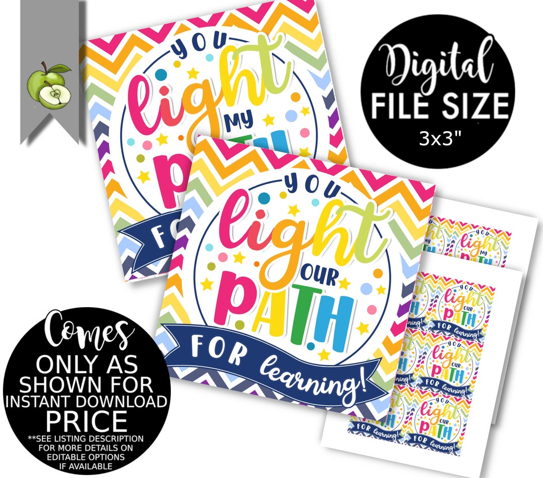 You Light My Path for Learning Gift Tag, Teacher Appreciation, Best ...