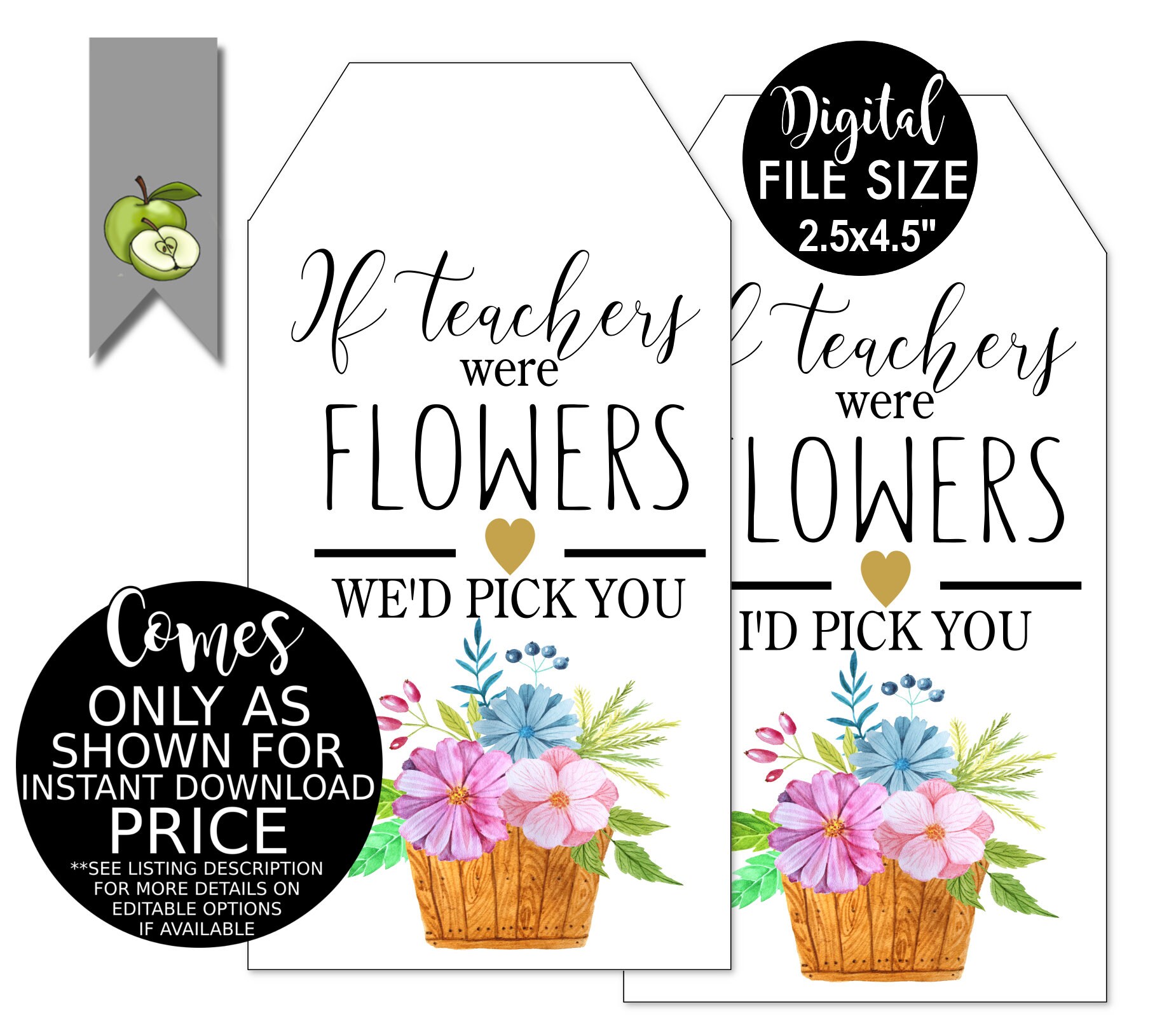 If teachers were flowers I'd pick you tag WE'd pick | Etsy