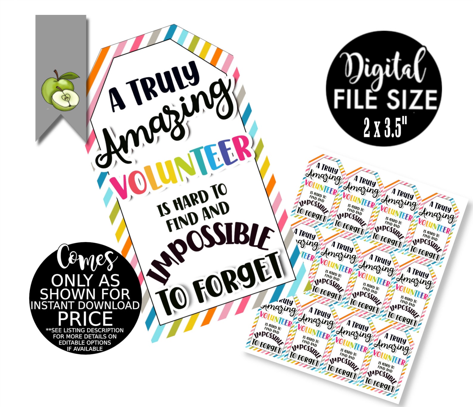 Volunteer Printable Gift Tag, a Truly Amazing Volunteer Appreciation ...