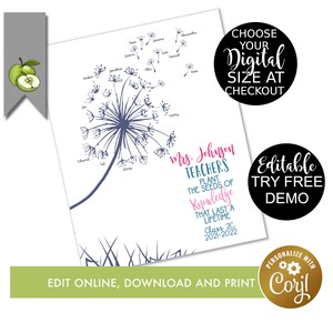 Editable Dandelion Teacher Appreciation, Plant the Seeds of Knowledge ...