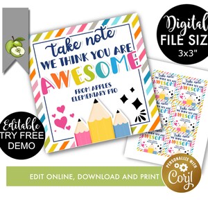 Editable Take Note Gift Tags, Note Book Gift Tags, Exercise Books Gift ...