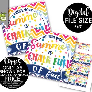 Summer Chalk Full of Fun Teacher Year End Tag, Chalk Theme Tag, Teacher ...
