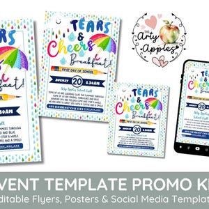 Tears and Cheers Back to School Poster, Editable Boo Hoo Breakfast ...