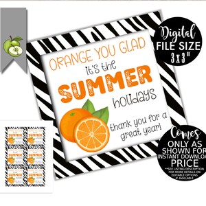 Summer HOLIDAY Teacher Gift Tags Orange Fruit Summer Sun - Etsy