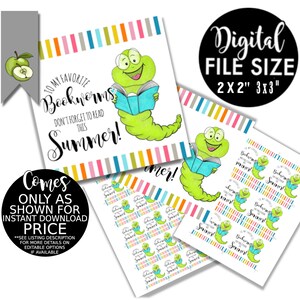 Bookworm Gift Tag, Party Bookworm, Printable Tag, to My Favourite ...