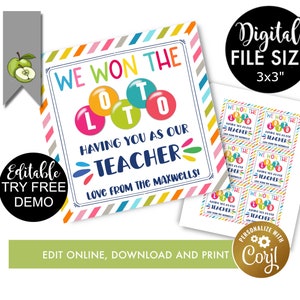 Editable Won the Lottery School Gift Tags, I Won the Lottery, Lotto ...