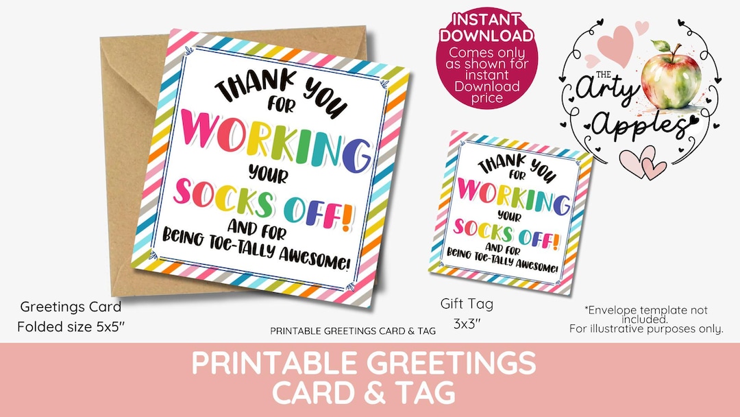 Sock Gift Tags, Thank You for Working Your Socks Off! a Toe-tally ...