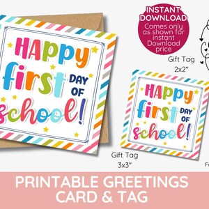 Back to School Teacher Gifts Printable Happy First Day of School Gift ...