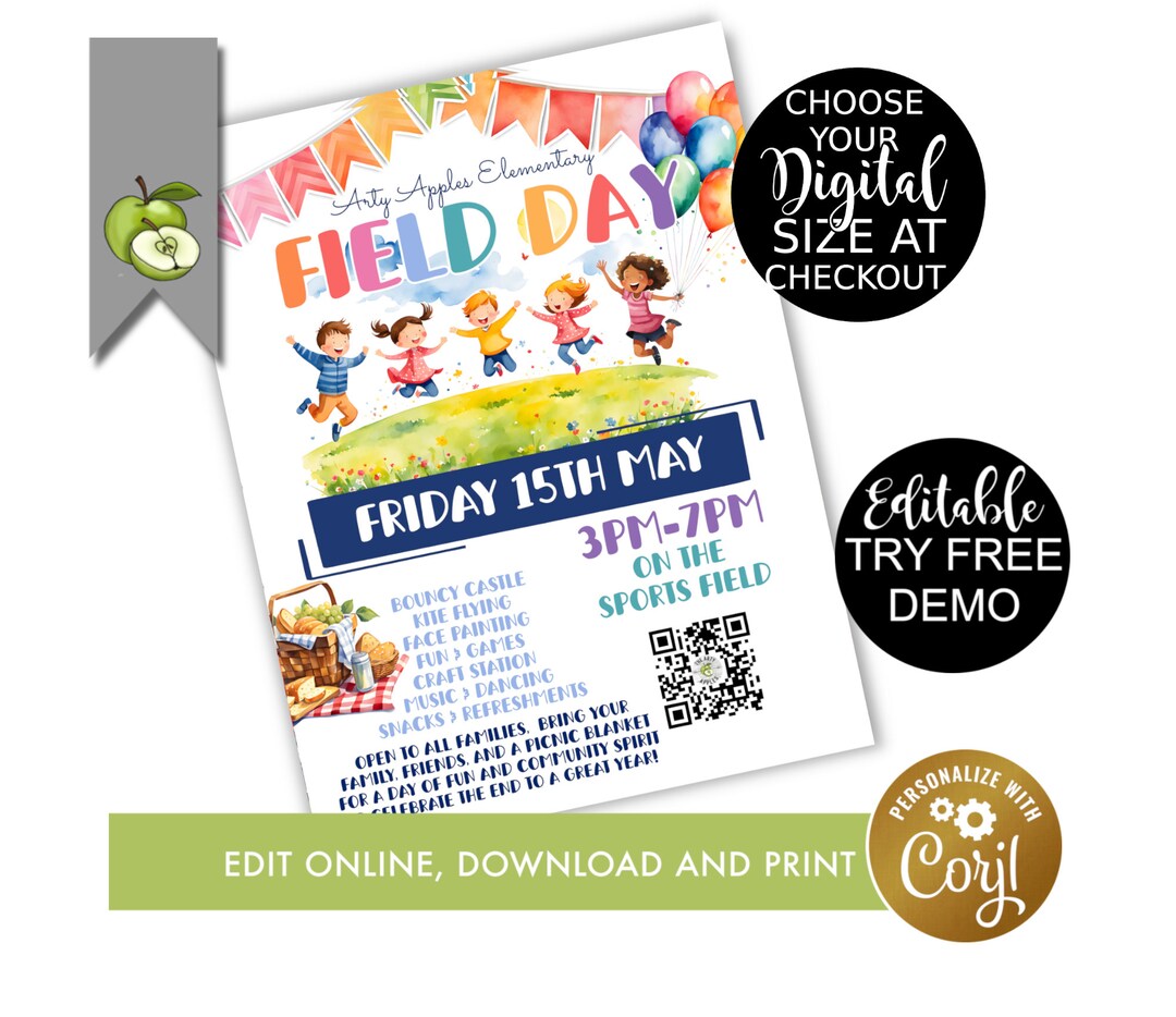 Editable School Field Day Flyer, School Family Benefit Carnival ...