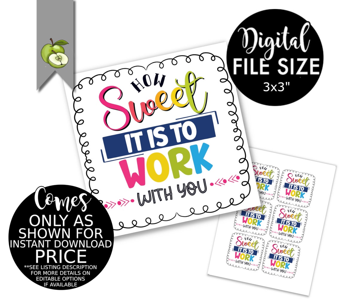 How Sweet It is to Work With You Sweet Cone Gift Tag Candy - Etsy