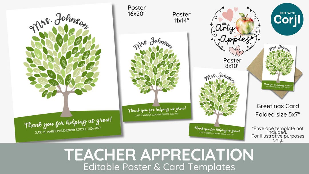 Editable Teacher Appreciation Class Gift, Thank You Card Teacher, Class ...