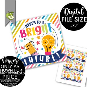 Here's to A Bright Future Printable Gift Tag, Light Bulb Favor Tags ...
