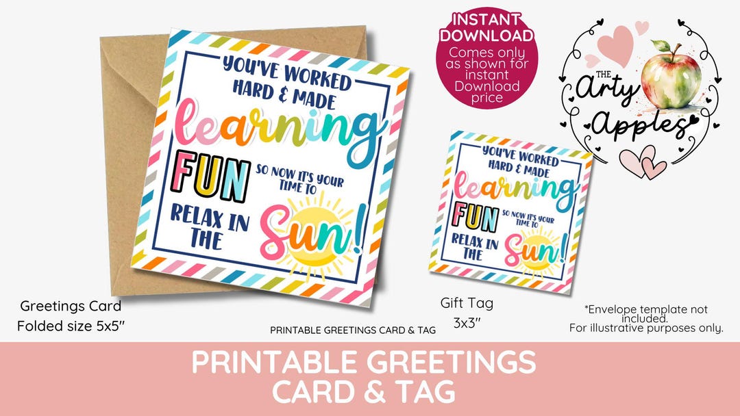Summer Sun School PTO Printable Gift Tags, You've Worked Hard, Relax ...
