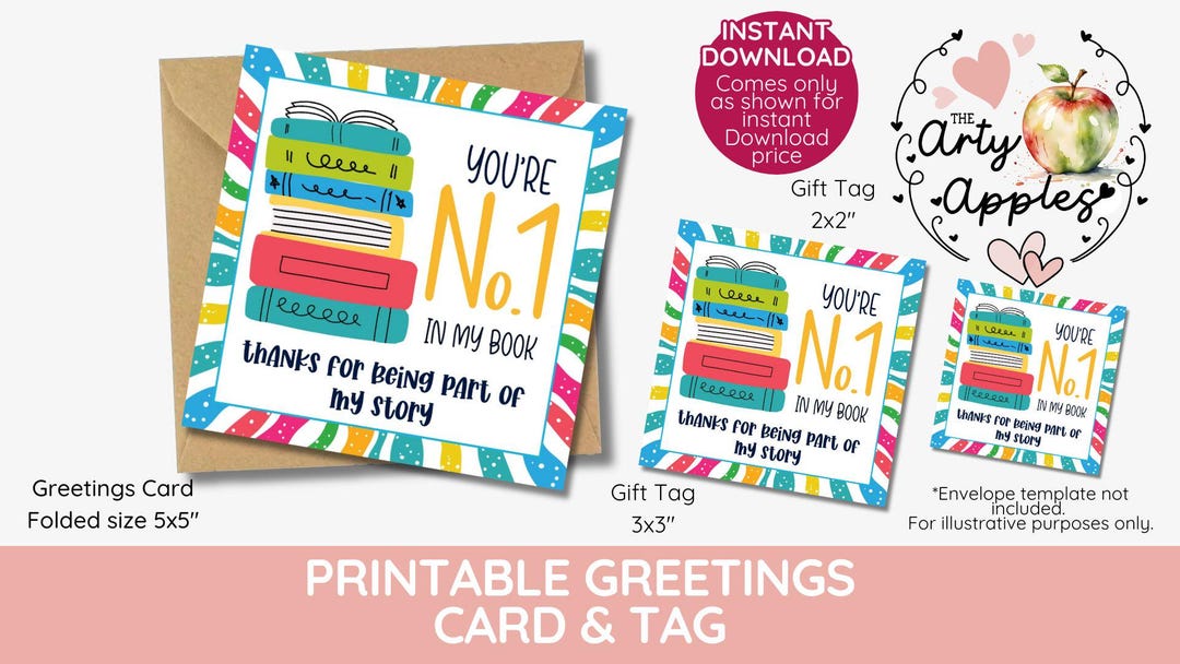 You’re No. 1 in My Book Printable Card | Teacher, Volunteer, or Staff ...