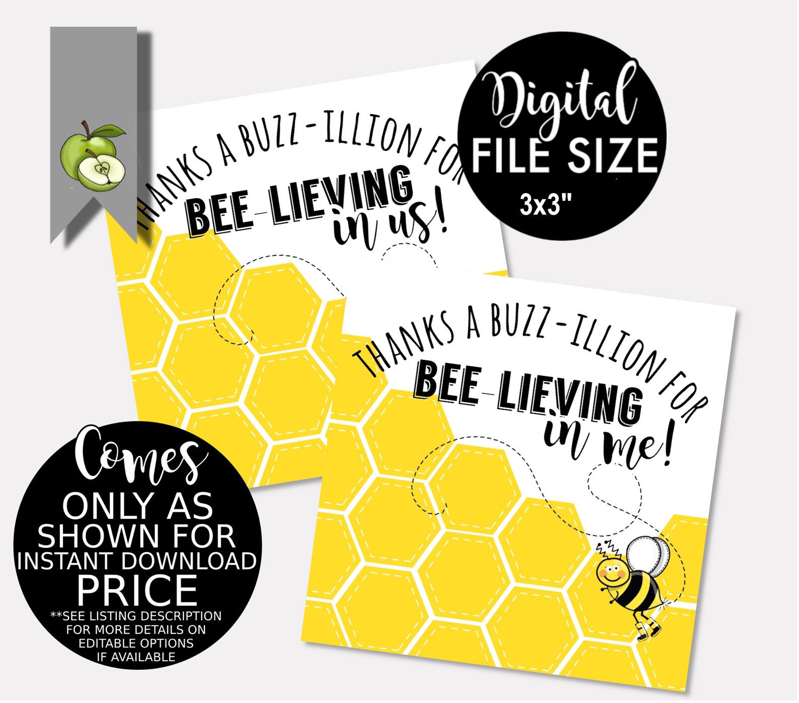 Thanks a buzz-illion for bee-lieving in me bee tag thank you | Etsy