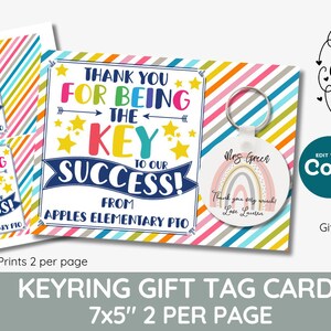 Editable Key to Our Success, Employee Gift Tags, Keyring Keychain Tag ...