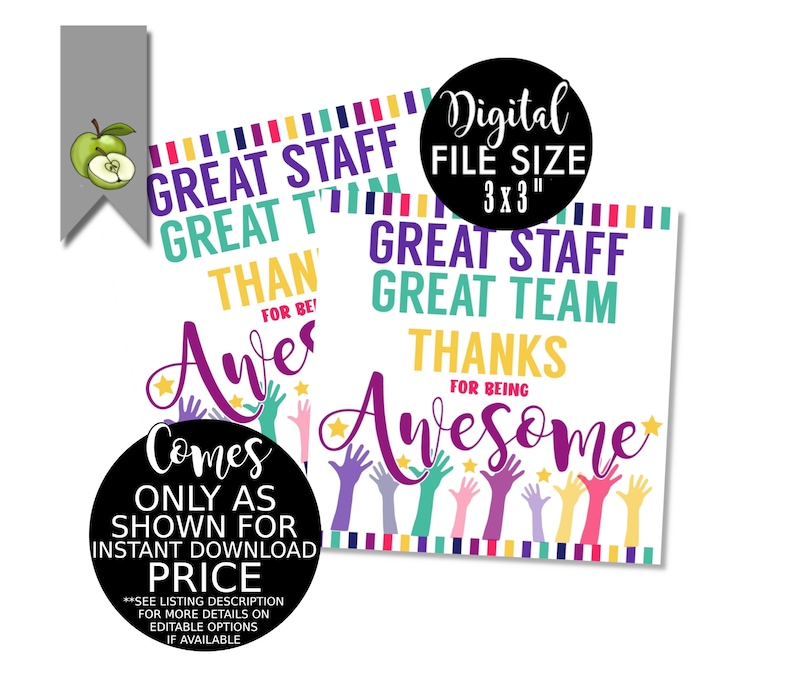 Great Staff Great Team Thanks for Being Awesome Appreciation - Etsy ...