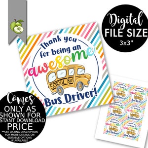 Awesome Bus Driver Appreciation Gift Tags Gratitude for Bus - Etsy